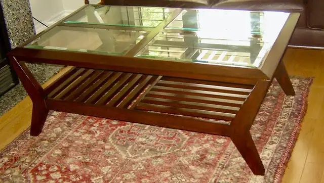 Beautiful Solid Mahogany Custom Coffee Table-Bevelled Glass Top | Home ...