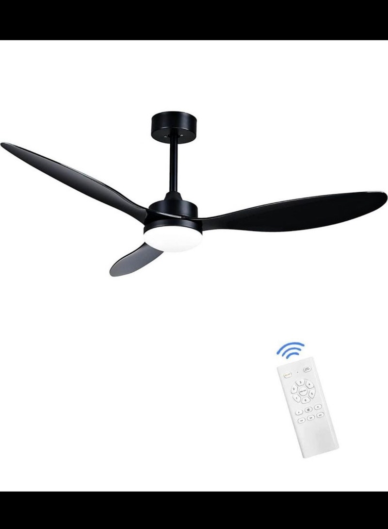 Ohniyou 52'' Ceiling Fan with Light and Remote,Black Ceiling Fan ...