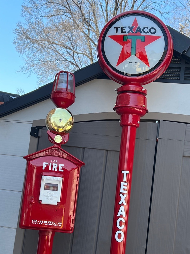 GAS STATION TEXACO LIGHT w/ ELECTRIC ROTATING GLOBE & light | Arts ...