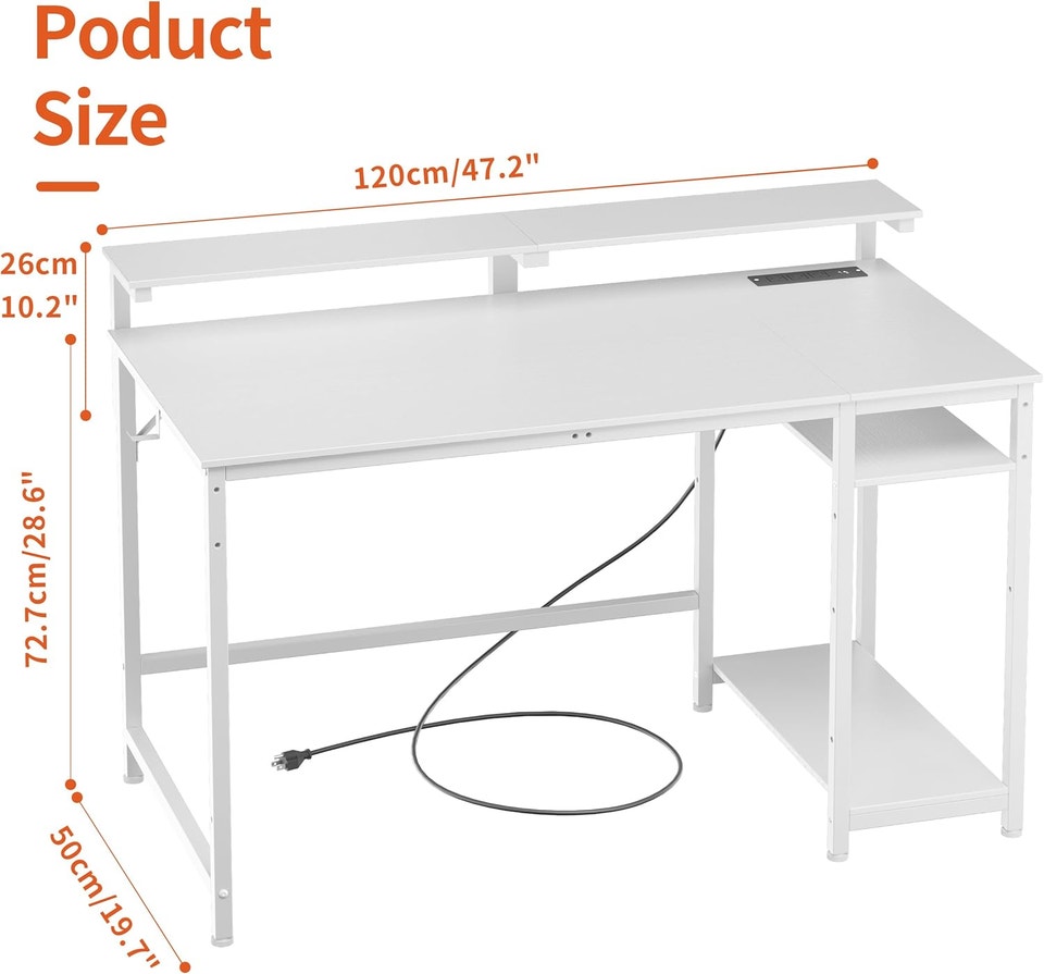 Computer Desk with USB & Type-C Outlet, Small Home Office Desk w ...