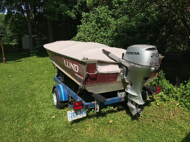14ft LUND Big Fisherman w/ Honda BF20 & Cradle Ride trailer ...