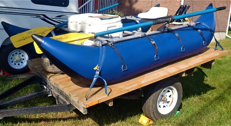 Pontoon Raft with Trailer | Canoes, Kayaks & Paddles | Quesnel | Kijiji