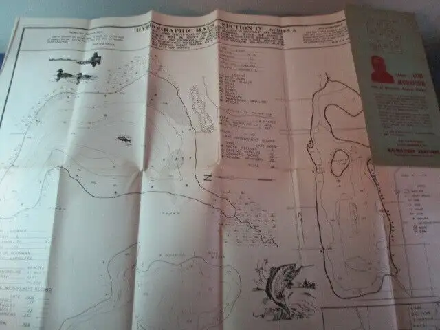SPORTSMAN'S MAP OF WISCONSIN-SECTION 4-1950S-HYDROGRAPHIC MAP! | Arts ...