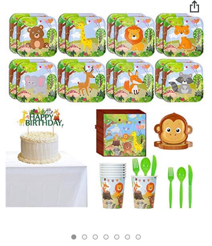 114PCS Jungle Animal Disposable Tableware, Formemory Jungle | Other ...