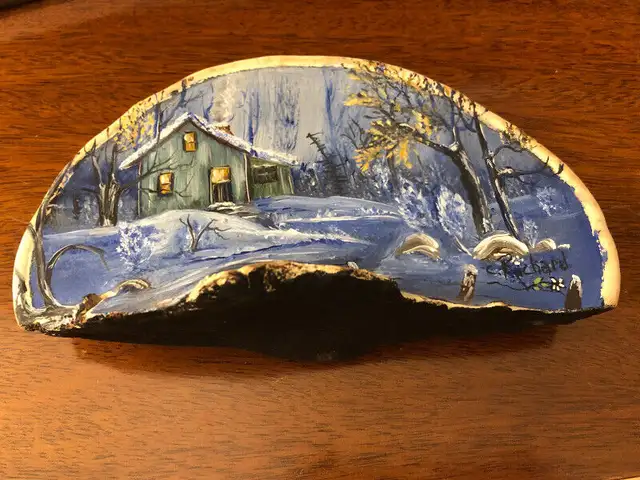 Vintage oil painting on tree conk / mushroom signed by C.Richard | Arts ...