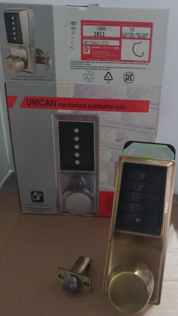 Unican Mechanical Pushbutton Lock (Brass)- Simplex 1000 Series ...
