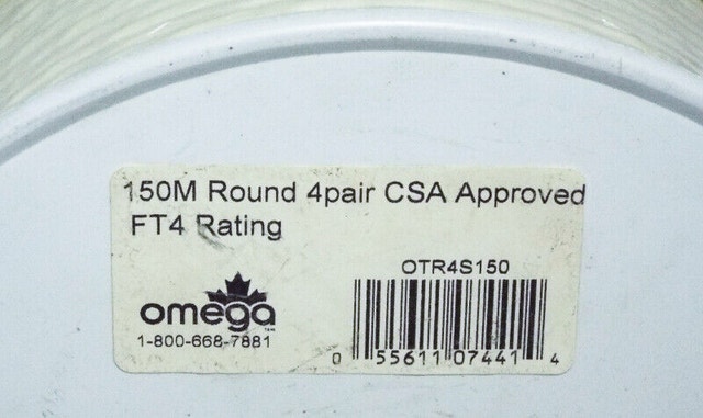 omega 150m (492 feet) round 4 pair wire CSA Approved FT4 Rating | Hand ...