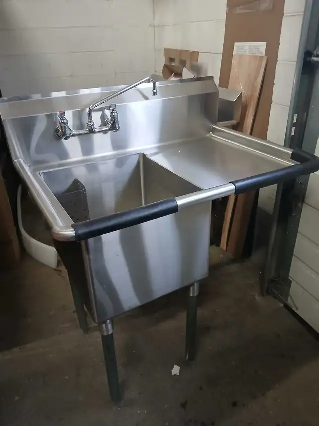 Stainless steel single sink w drain board | Plumbing, Sinks, Toilets ...