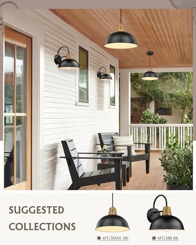 FEMILA Outdoor Wall Lights, Modern Black Barn Lights Outdoor Goo ...