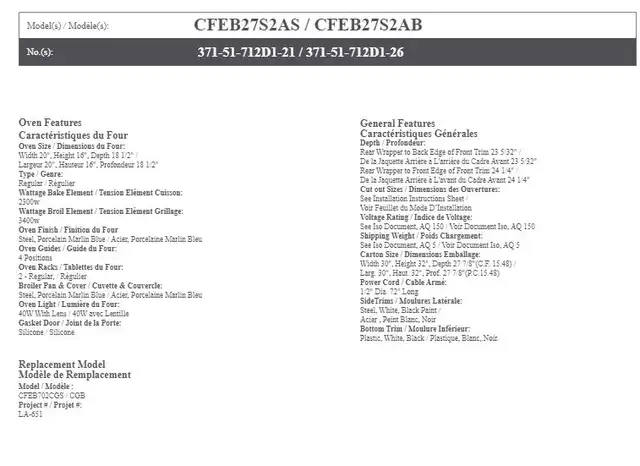 Four/Oven Frigidaire 27" encastré | Microwaves & Cookers | City of ...