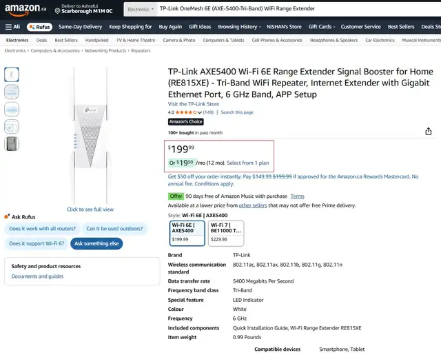 TP-Link OneMesh 6E (AXE-5400-Tri-Band) WiFi Range Extender=LNIB ...