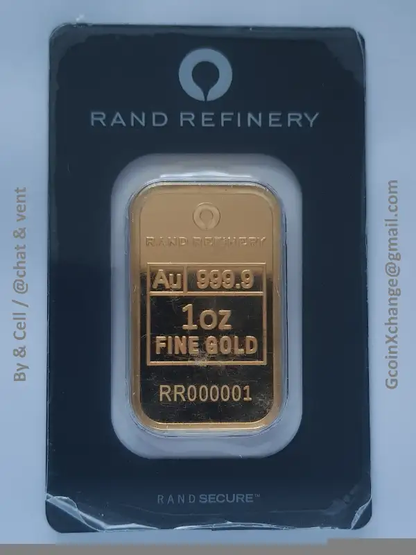 Rand Refinery 1 ounce troy oz t 9999 Pure Fine Gold Bar Ingot | Arts ...