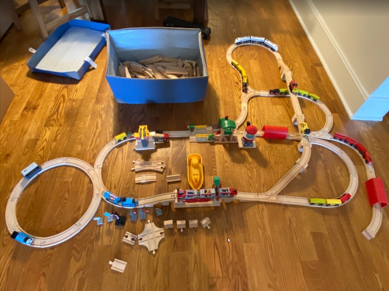 Big box of wooden train set toys | Toys & Games | City of Toronto | Kijiji