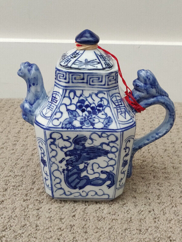 Antique Chinese Teapot Dragon Foo Dog Porcelain Square Tea Pot | Arts ...
