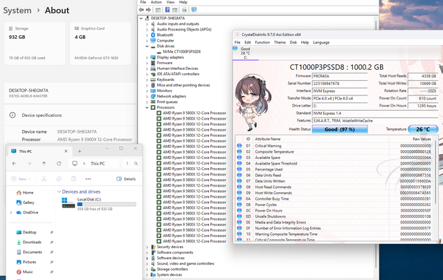 X570S AURUS Ryzen 9 5900X Crucial P3 Plus PCIe Gen4 NVMe 1TB | System ...
