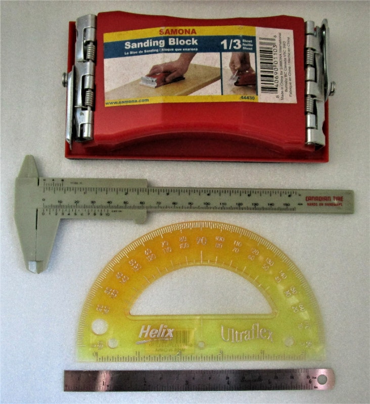Sanding Block, Protractor, Caliper and SS Ruler | Hand Tools ...