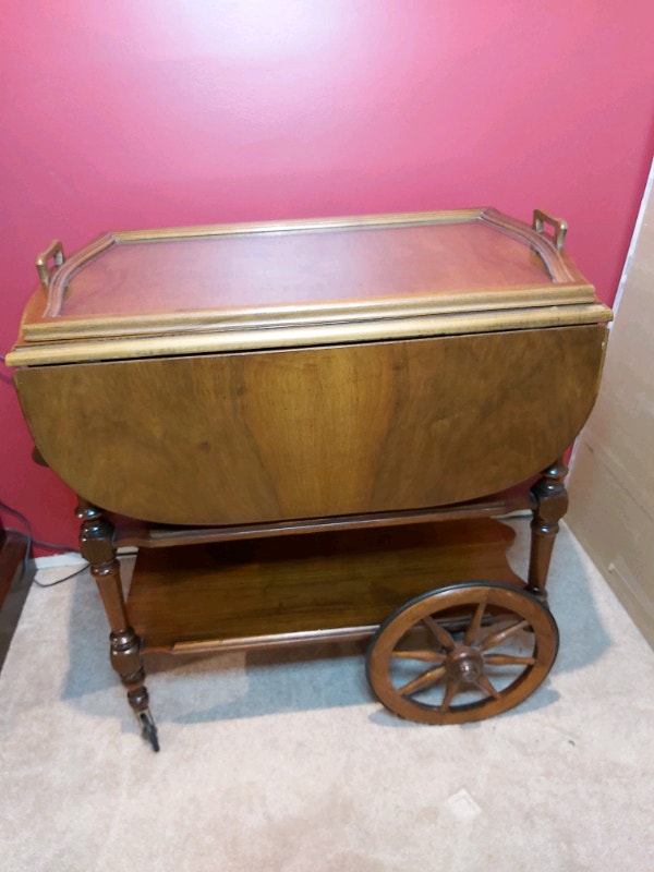 Antique Tea Trolley/Table with Drop Down Leaves Featuring a Glas | Arts ...
