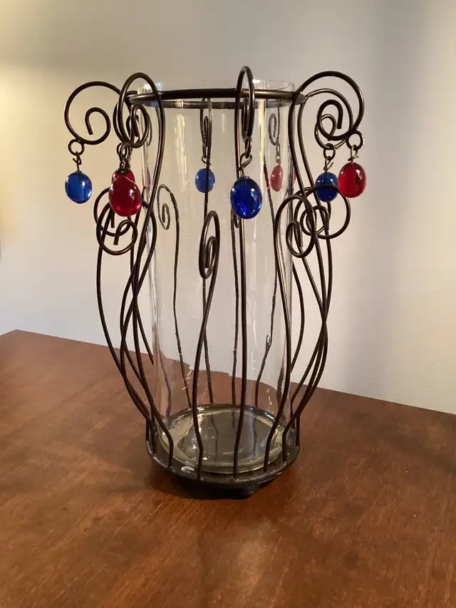 Black Metal Outdoor Candle Holder and Glass Pillar Candle Insert | Home ...