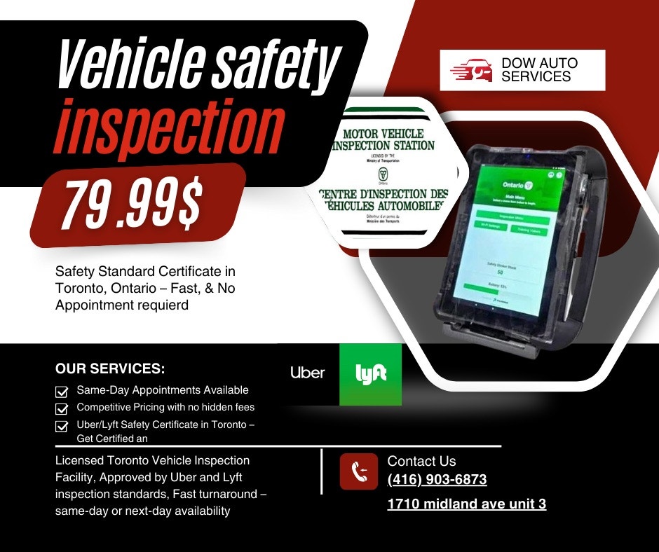 Regular/Uber/lyft safety certificate 79.99 no appointment needed ...