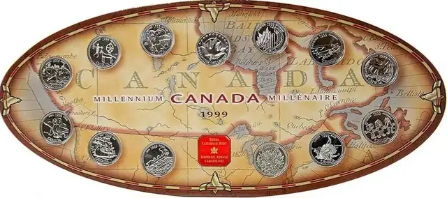 1999 Millennium Canada 13-Piece 25-Cent Coins and Medallion Set | Arts ...