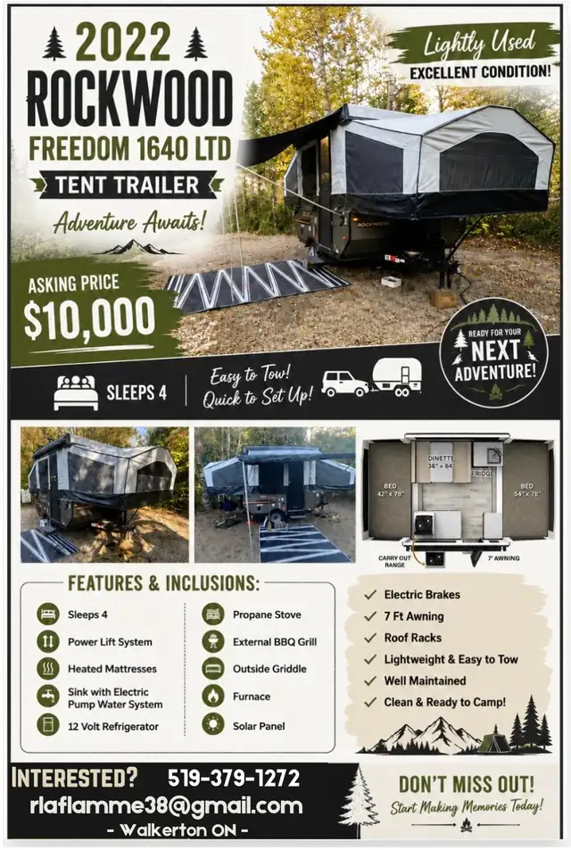 Forest River - 2022 Rockwood Freedom 1640 LTD tent trailer | Travel ...