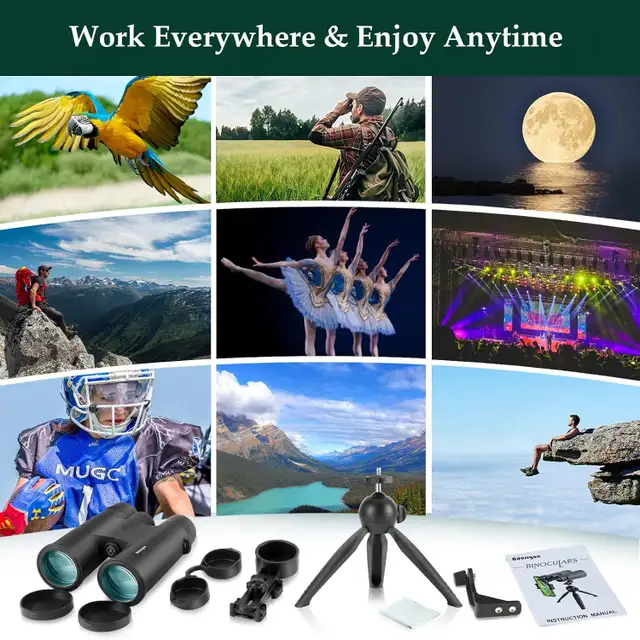 12x42 HD Binoculars for Adults High Powered with Phone Adapter a ...