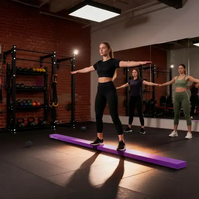 7ft Folding Balance Beam, Gymnastics Beam with Wood Core, Purple ...
