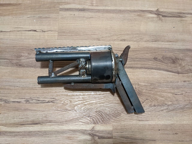 Welded Metal Art, Chain Sword and Double Barrel Revolver | Arts ...