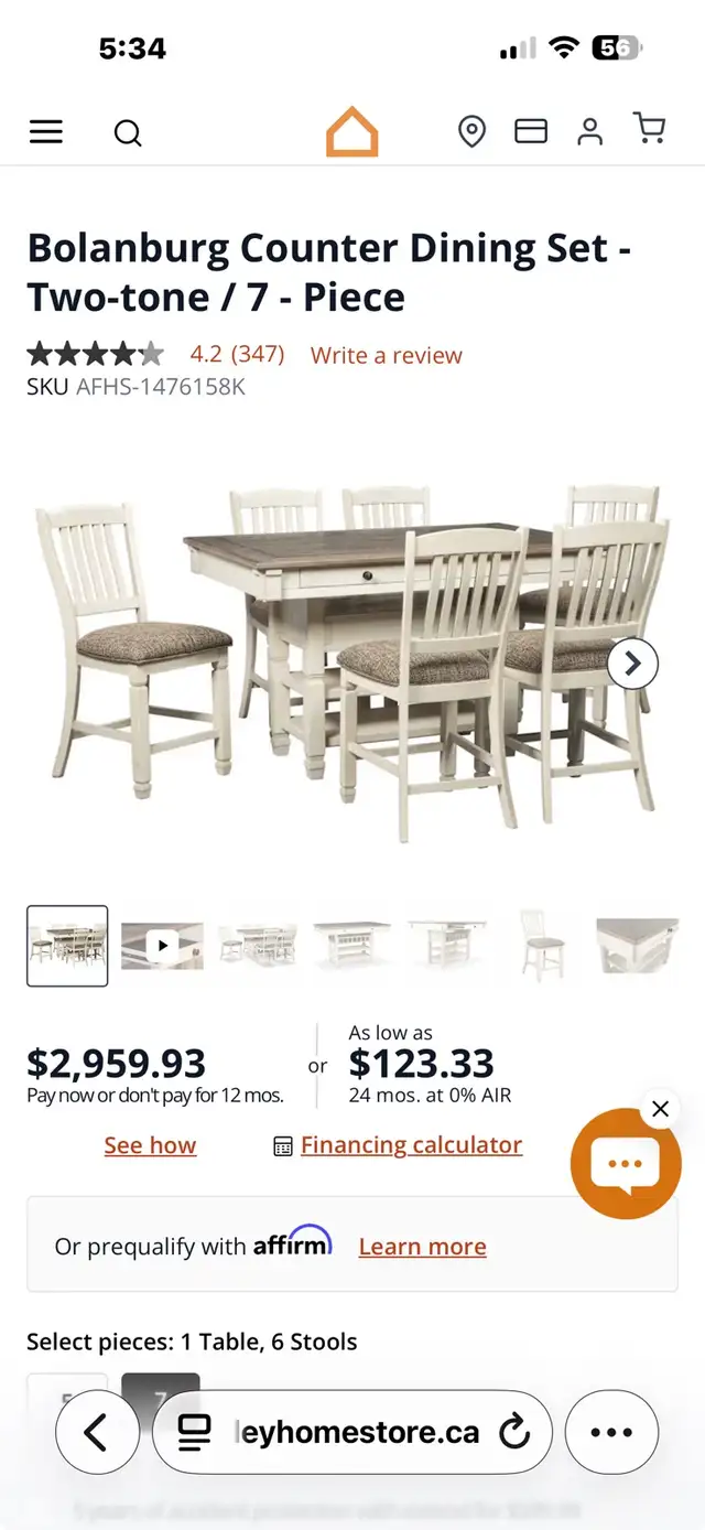 Farmhouse Counter Height Table and 6 Chairs | Dining Tables & Sets ...