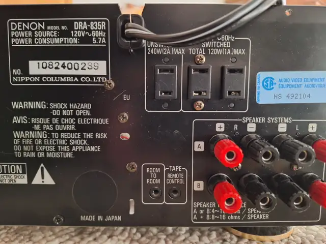 DENON DRA-835R. Vintage 200-Watt Stereo Receiver W/Remote $250 ...