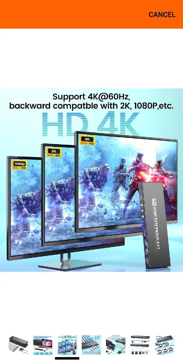 HDMI KVM Switch 1 Monitor 3 Computers, 4K60Hz 3 Port HDMI KVM Sw | Cables & Connectors | Markham ...