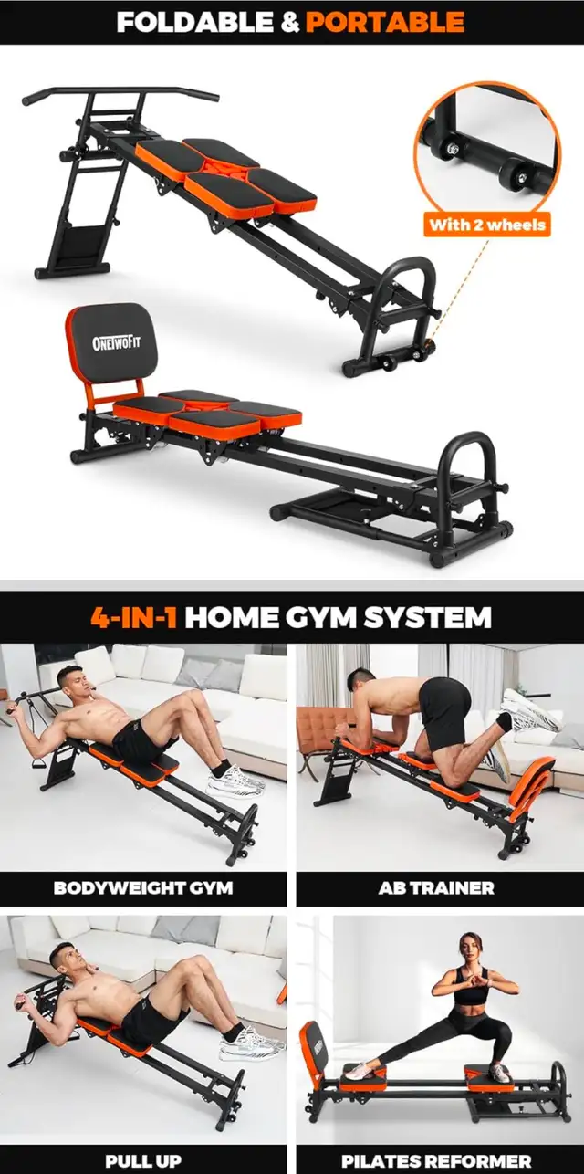 4-in-1 Multifunctional Home Gym Workout, Foldable Full Body Stre ...