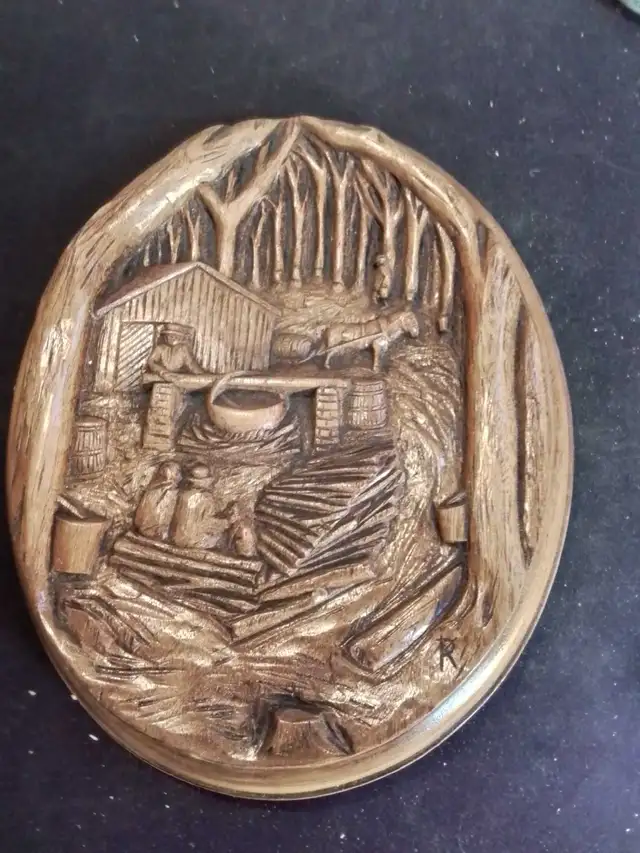 Vintage Karl Rothhammer Wood Carving - Sugar Bush Scene | Arts ...