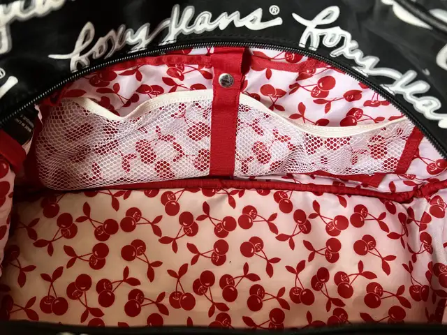 Foxy Jeans Black & White Logo Travel Bag with Cherry Charm | Women's ...