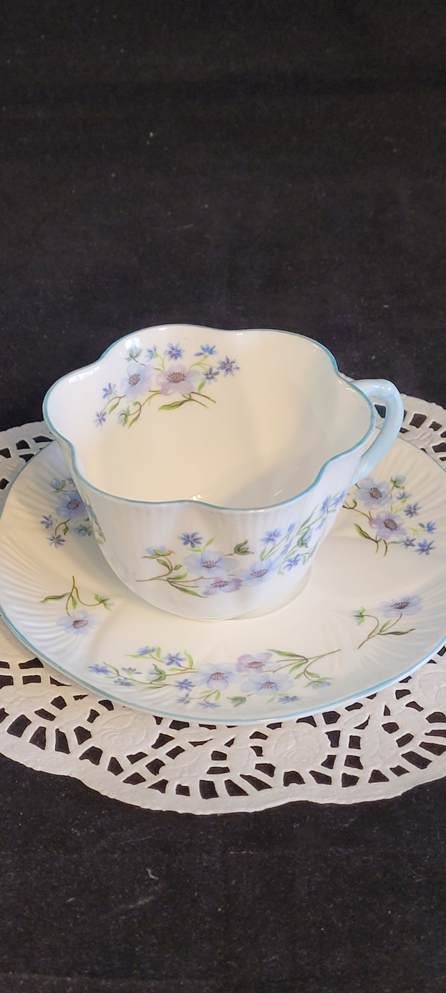 Vintage Shelley England Blue Rock Fluted Bone China Teacup and S | Arts ...