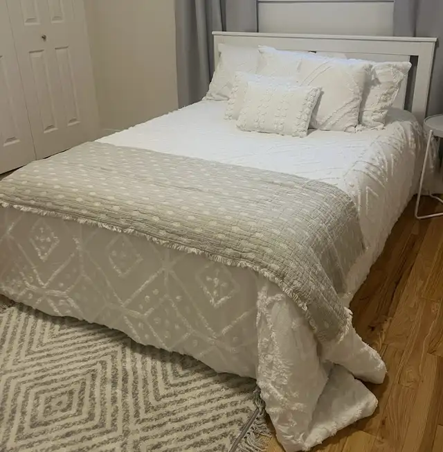 Double bed frame & Mattress-white IKEA, slats | Beds & Mattresses ...