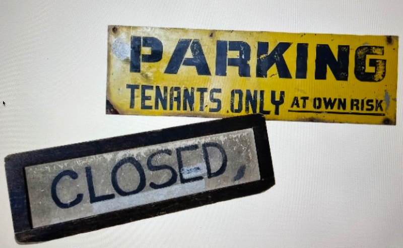 7 ASST VINTAGE SIGNS - BAR / WALKER / CLOSED / PARKING / VELVET | Arts ...