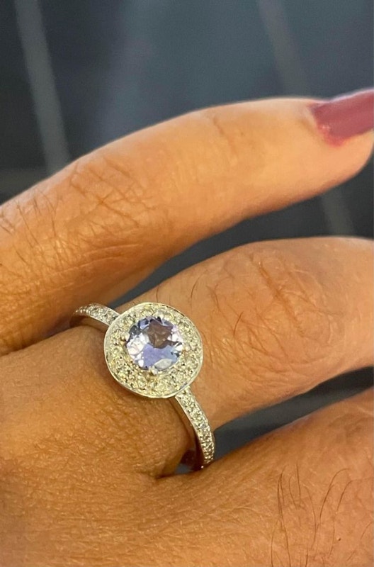 Brand New Natural Real Diamonds & Tanzanite Stones 14K Halo Ring ...