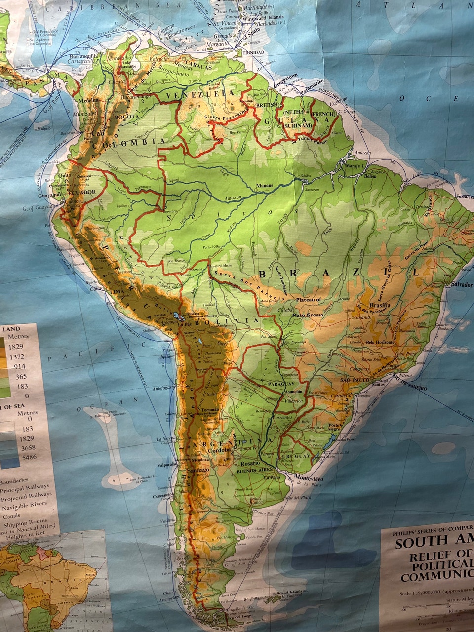 South American Relief of Land and Political Communications Map | Arts ...