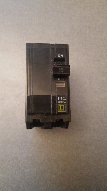 DISJONCTEUR BREAKER SQUARE-D 2 POLE 15A COMMERCIAL USAGER QOB215 ...