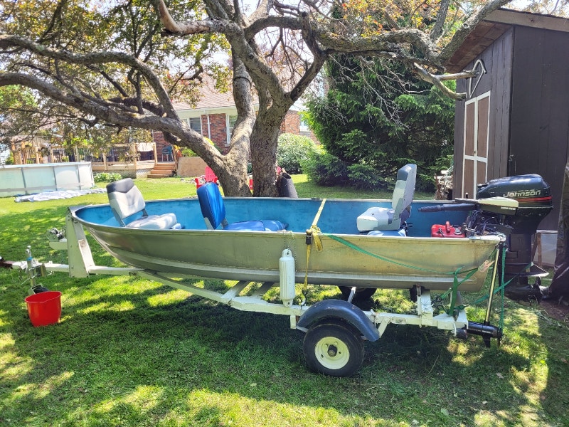 14 foot aluminum boat with 9.9 | Powerboats & Motorboats | Owen Sound ...