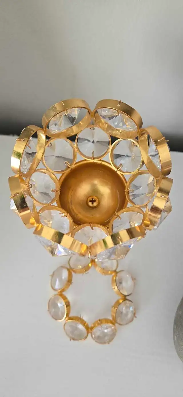 Gold Crystal Candle Holder / Centerpiece (8” Tall) | Home Décor ...