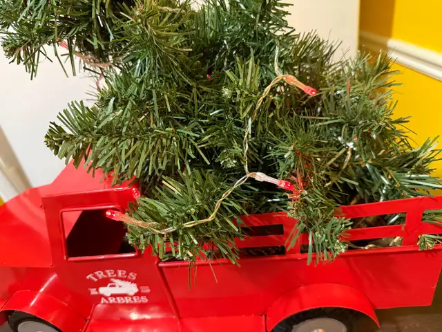 Large Metal Red Pickup Truck with Lighted Tree Christmas Decor ...