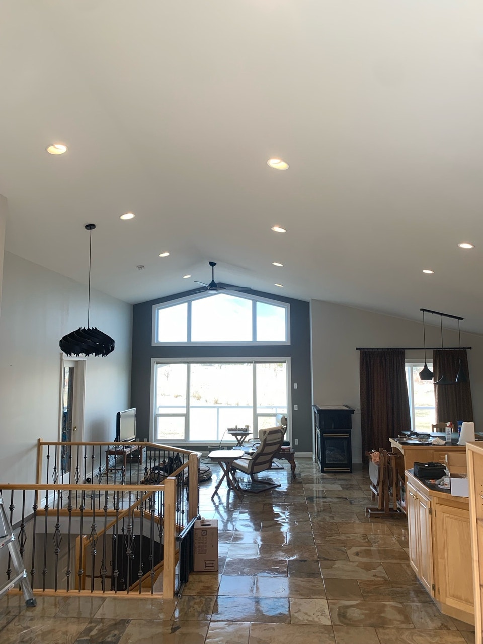 Popcorn Ceiling removal and Lighting / Drywall repair/texture | Drywall ...