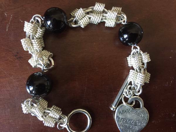 Brand New Sterling Silver Bracelet with Heart Charms & Onyx | Jewellery ...