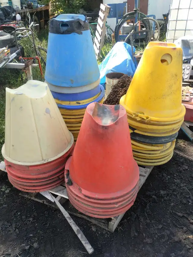 damaged pipe cones /stands /planters/ cans/ buckets/ bins | Other | Red ...