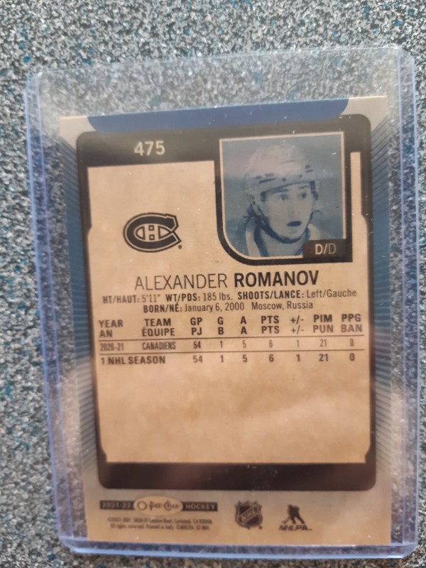 Montreal Canadiens Alexander Romanov Blue BORDER CARDS | Art et objets ...