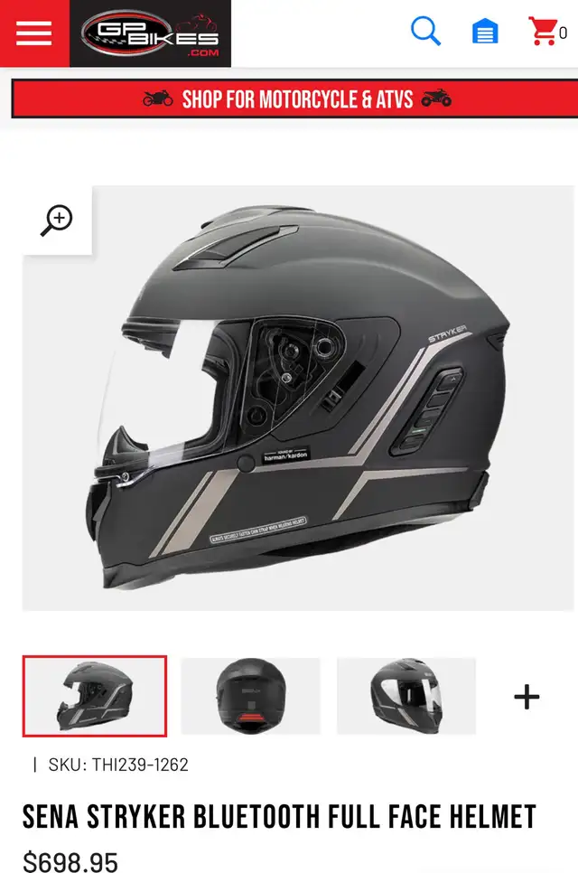 SENA Stryker Bluetooth Helmet + Helmet Cam (Medium) | Other | London ...