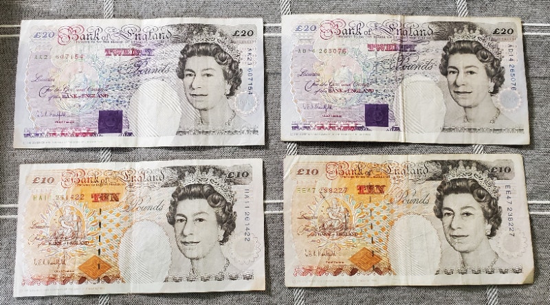 1993 Bank Of Eng. £10-Charles Dickens x2, £20-M.Faraday x2 Notes | Arts ...