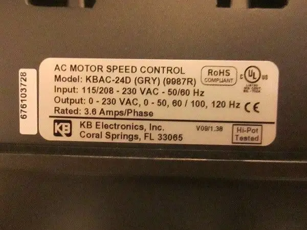 drive VFD Variateur de vitesse drive KBAC-24D 1HP NEMA .4X ANALO ...